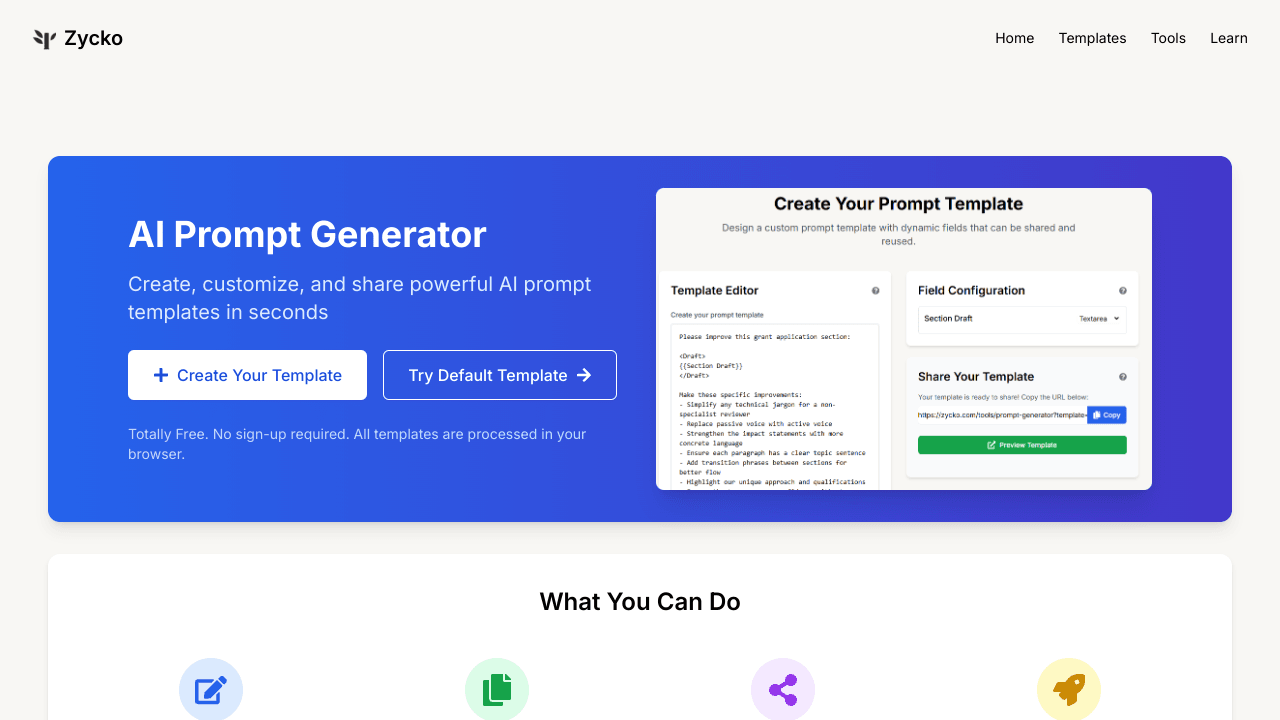 Prompt Template Generator | Techbasedirectory.com